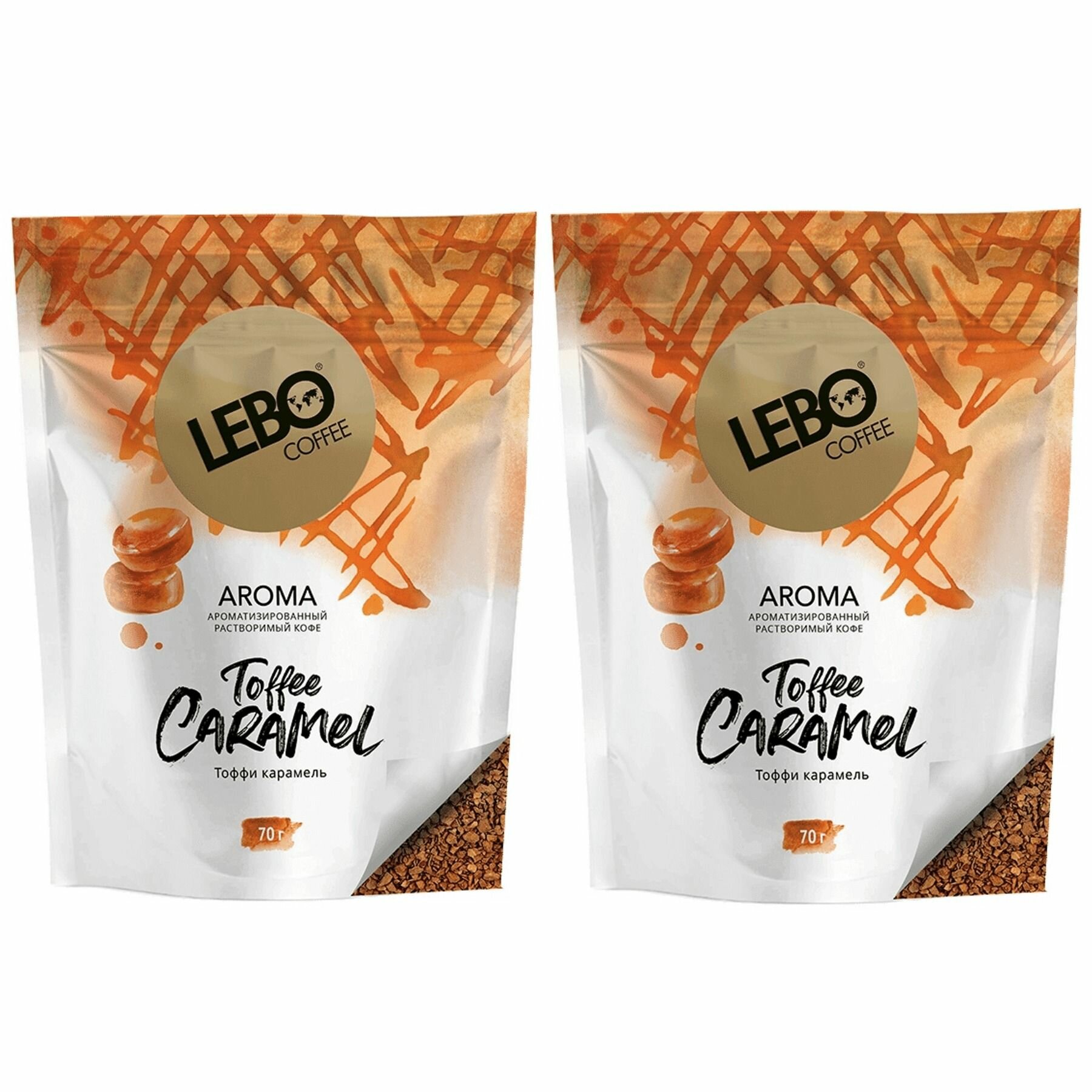 Lebo Кофе растворимый Aroma Toffee Caramel, сублимированный, 70 г, 2 уп