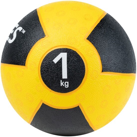 Медбол Torres 1 кг, AL00231, диаметр 19,5 см, желто-черный