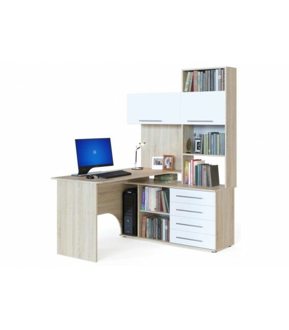 Стол компьютерный Port правый дуб сонома / белый 9285122