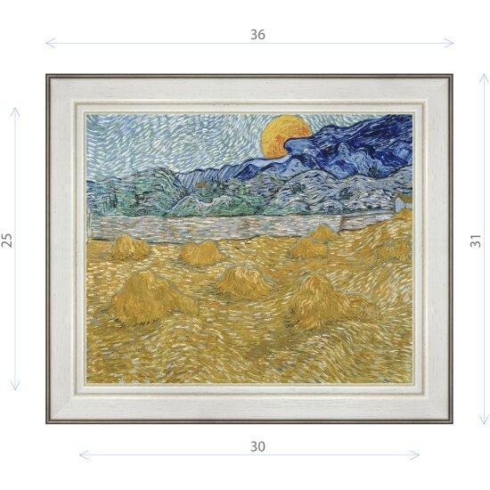 Картина Декор Депо Винсента Ван Гога Вечерний пейзаж с восходящей луной Матовая бумага в раме без стекла 31х36 см