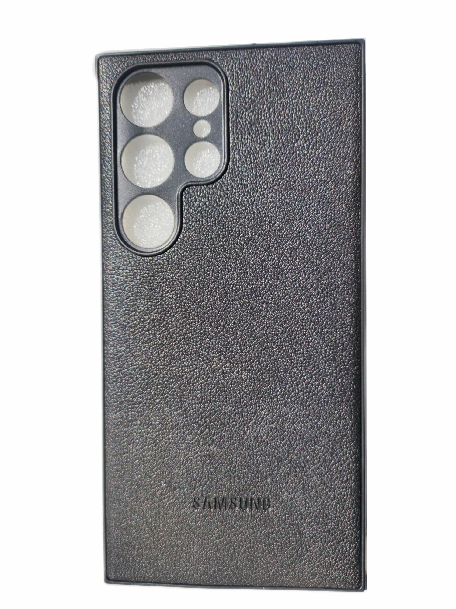 Samsung Galaxy s23 Ultra s918 силиконовый чёрный чехол из эко-кожи для самсунг галакси с23 ультра с защитой камеры