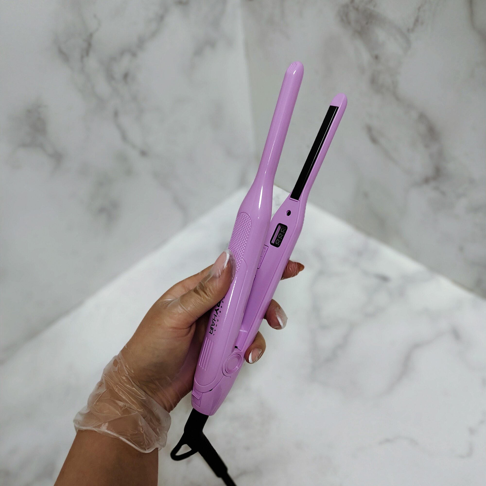 Утюжок для челки Happe Hair, титановые пластины, цвет Бледно розовый
