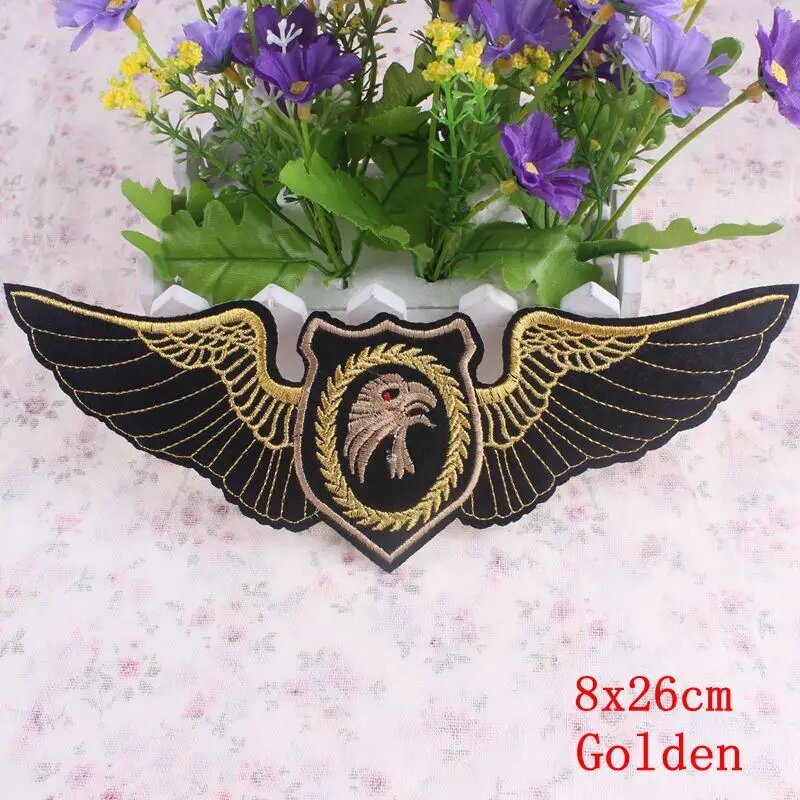 Нашивка с орлом и крыльями, 8x26см, Golden, DB0014CT
