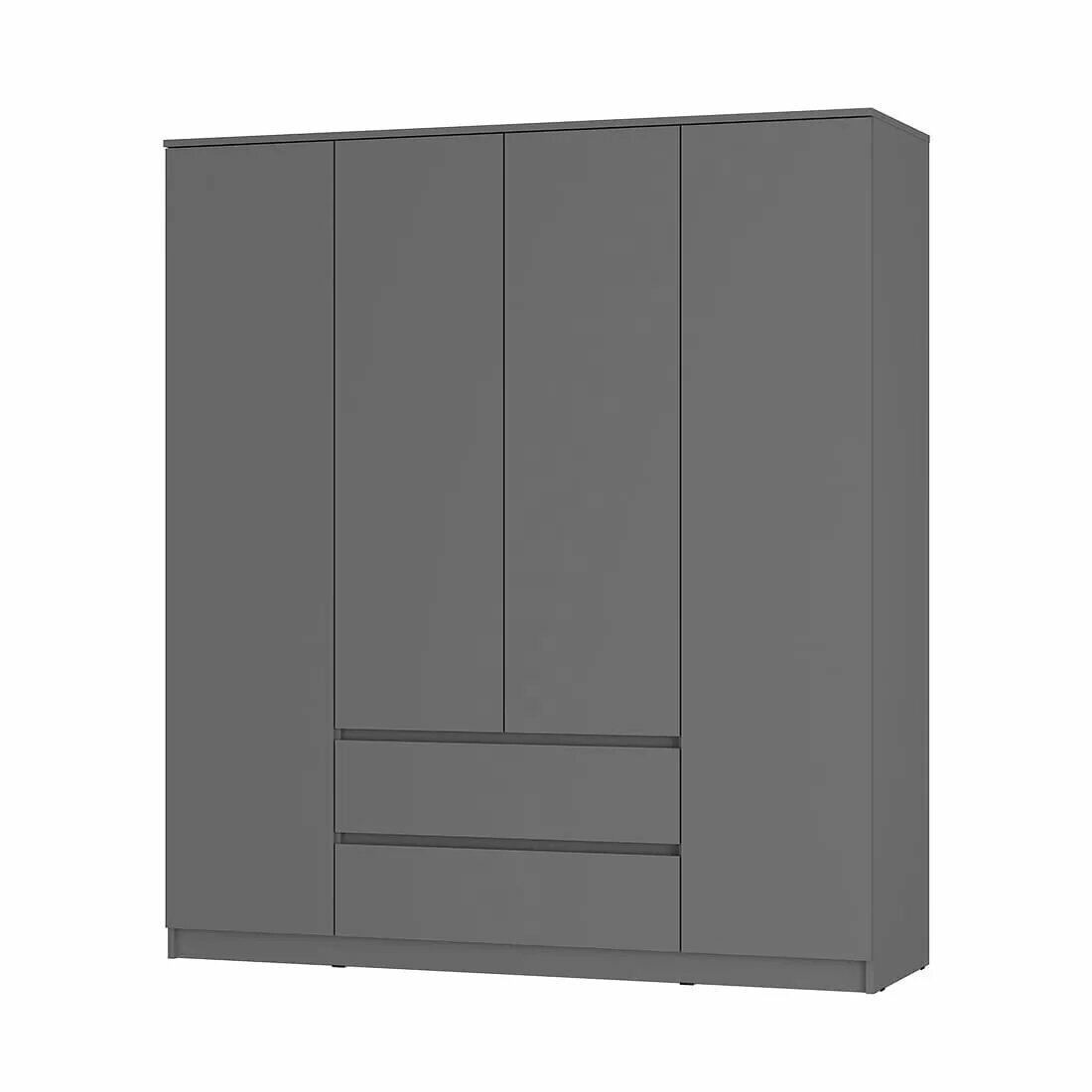 Шкаф 4-х створчатый ШК-13 «Симпл» распашной, с ящиками, ЛДСП (Графит) 160х51х190