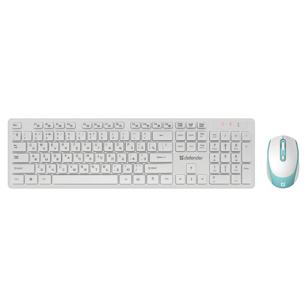 Комплект клавиатура+мышь беспроводной DEFENDER Auckland C-987 white (USB, 1600dpi) (45987)
