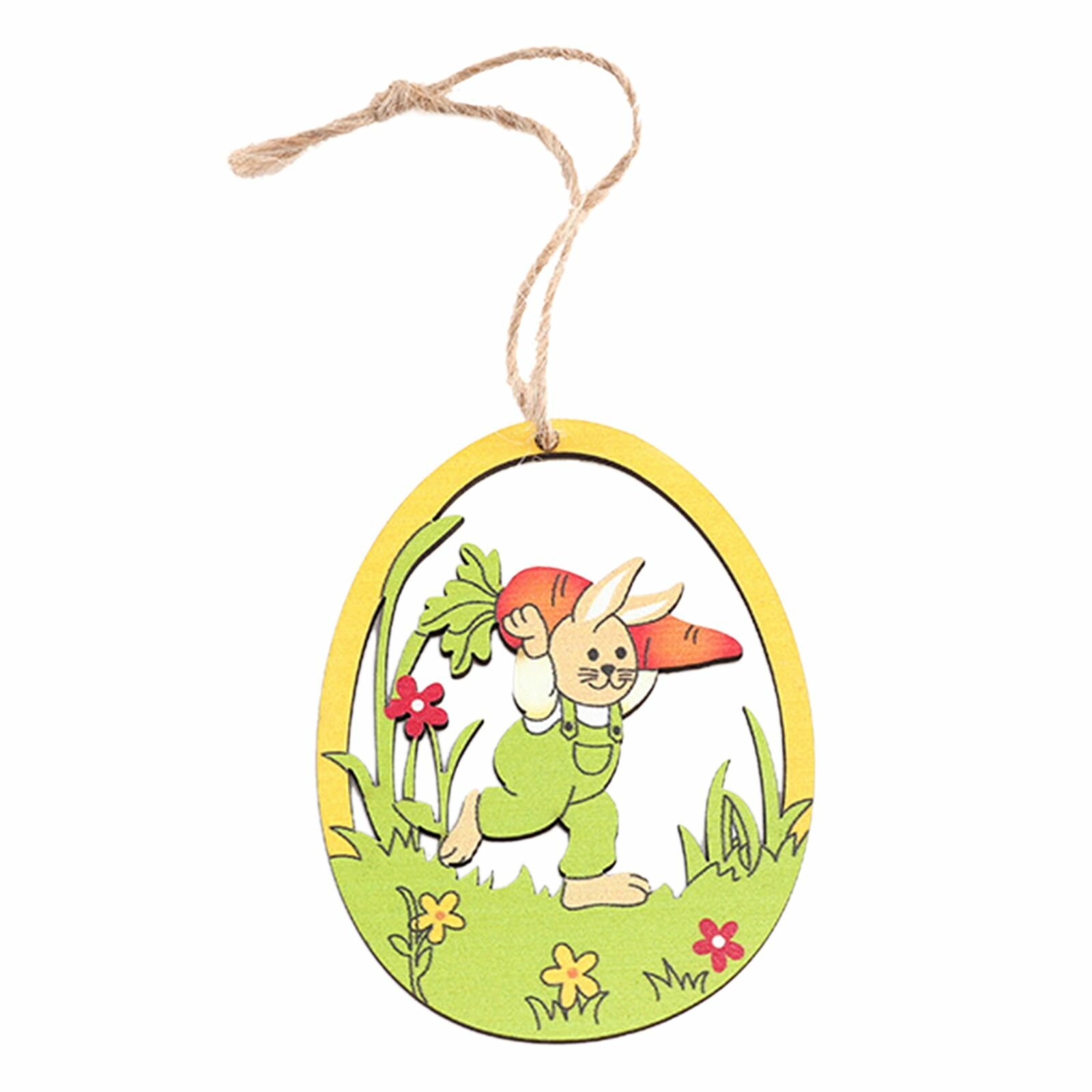 Деревянные цветные подвески в виде кроликов на Пасху, 10 шт.