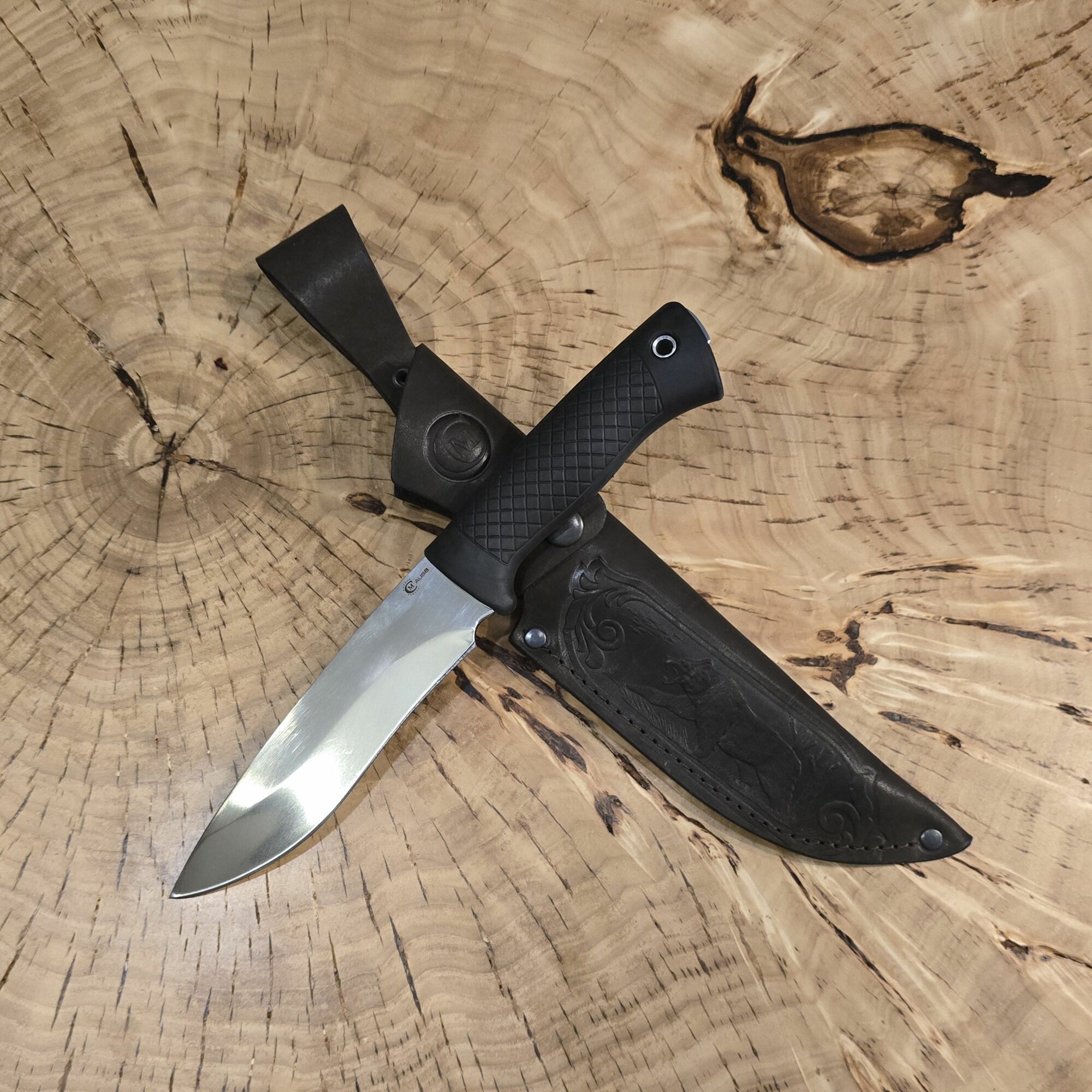 Нож Близнец, сталь AUS8, рукоять Elastron, Мастерская Семина