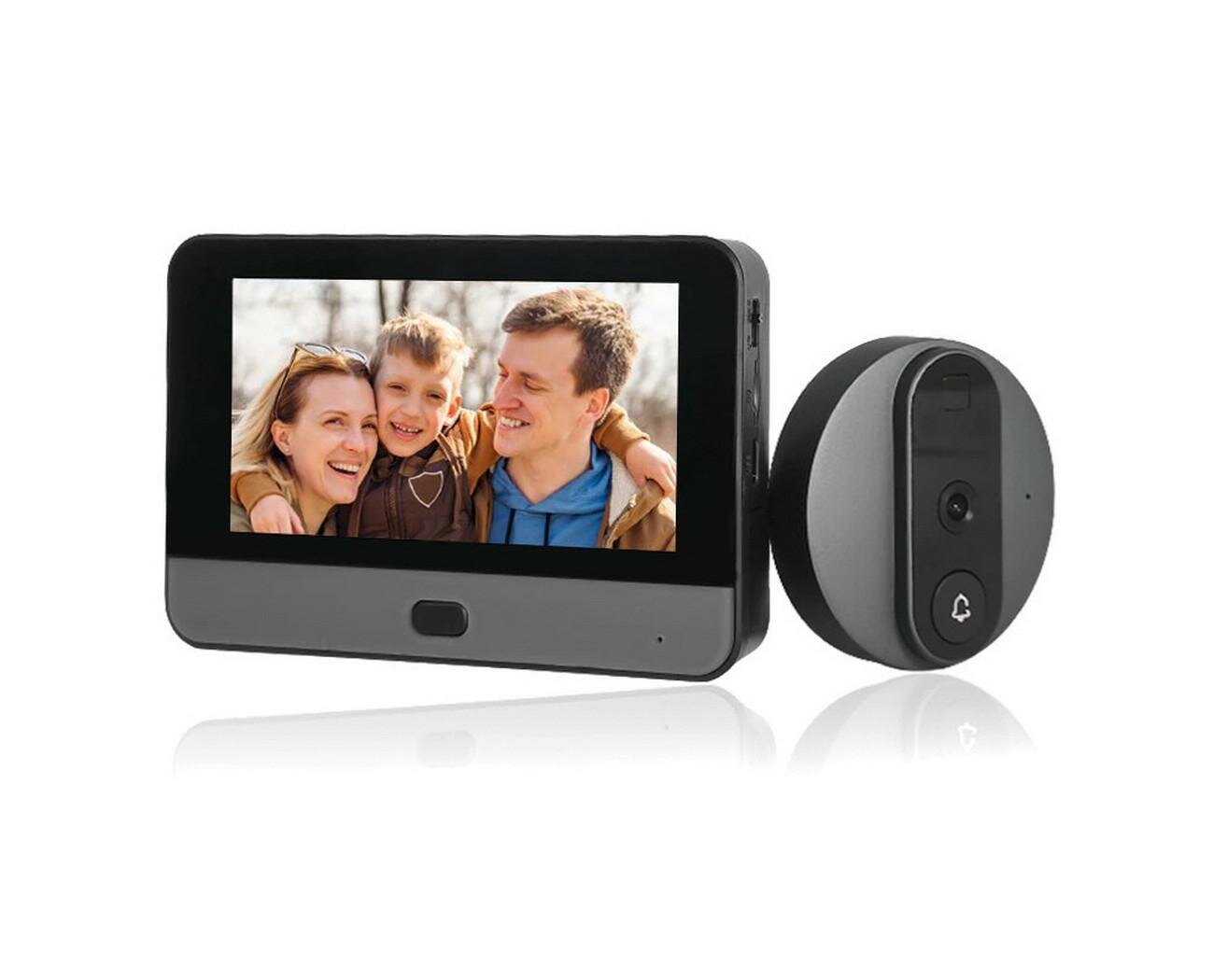 Видеоглазок Tuya Wi-Fi для входной двери с датчиком движения и записью HD ком Мод: ДW1-Туйя с большим экраном. Камера HD - 1080P