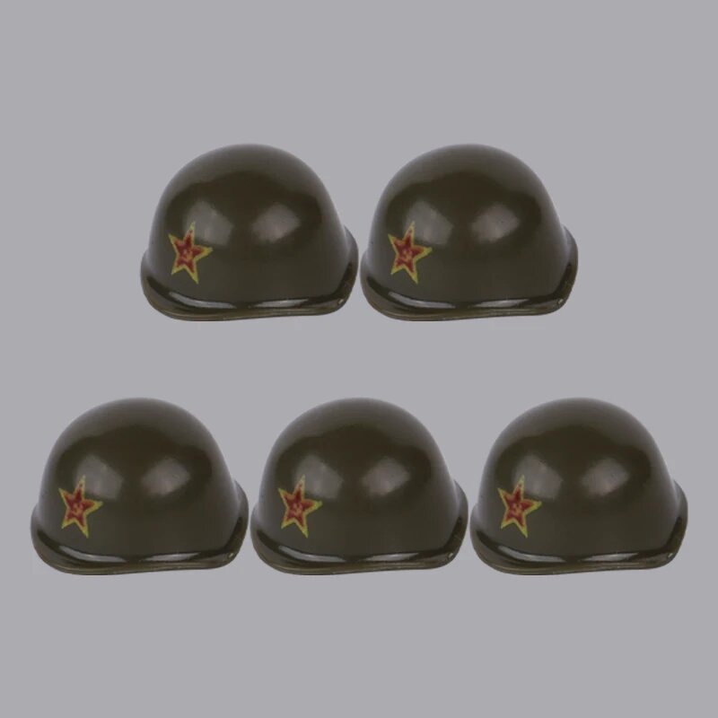 MOC WW2 Солдатские Фигурки и Шлемы из Пластика 5PCS-B2-48-6