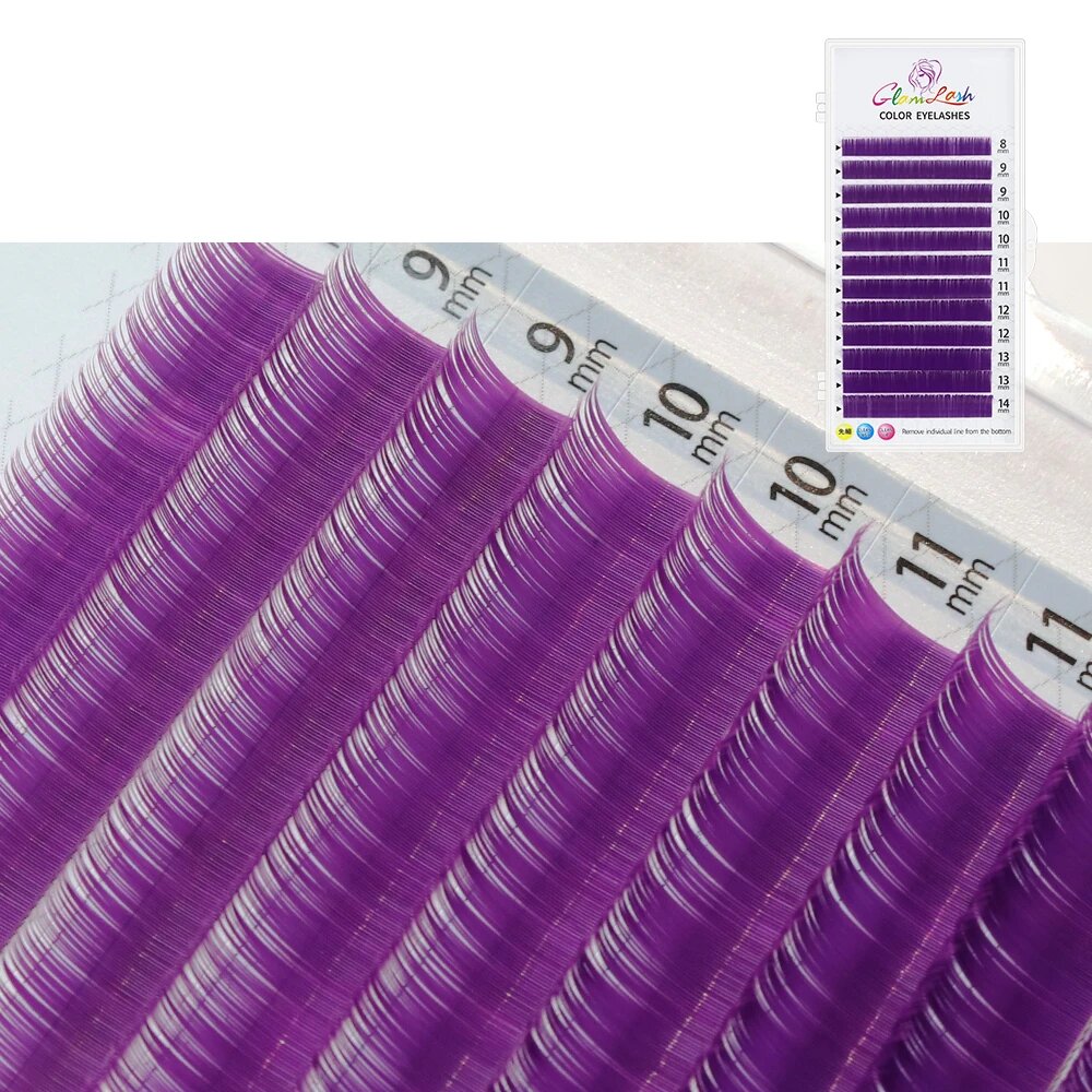 Цветные ресницы GLAMLASH C изгиб, 0.12 мм, Purple