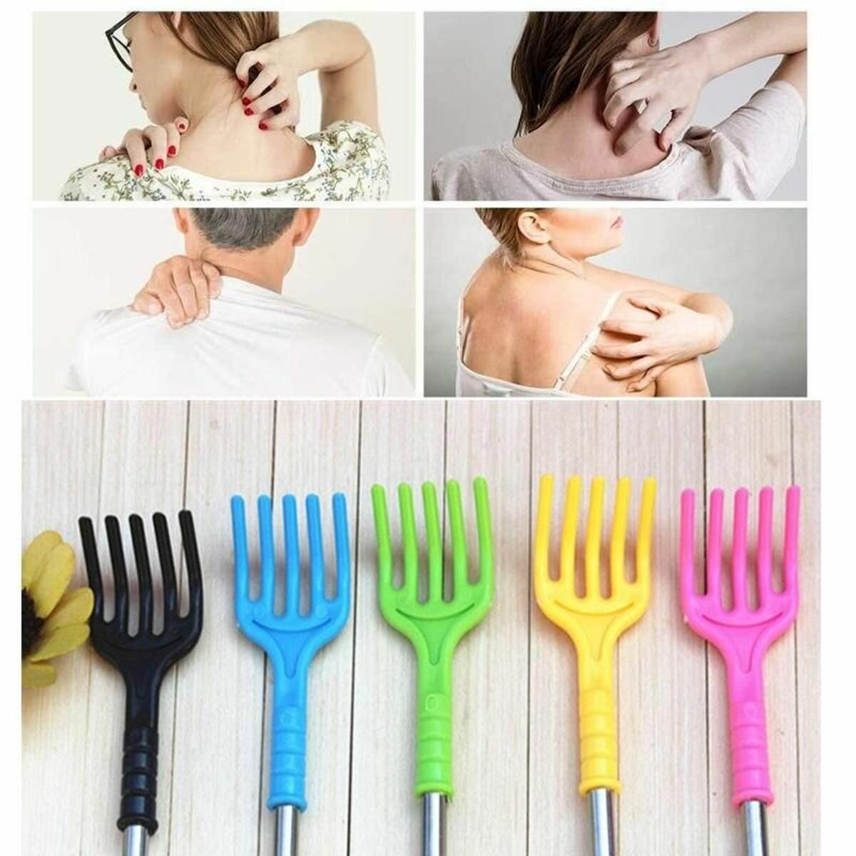 Пластиковая головка металлическая палочка-чесалка для спины массажер 1 шт случайные цвета