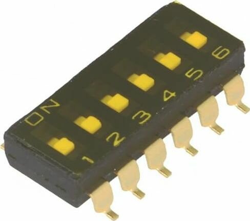 Переключатель OMRON A6S-6102-H DIP-SWITCH секций: 6 0,025A/24ВDC 1шт