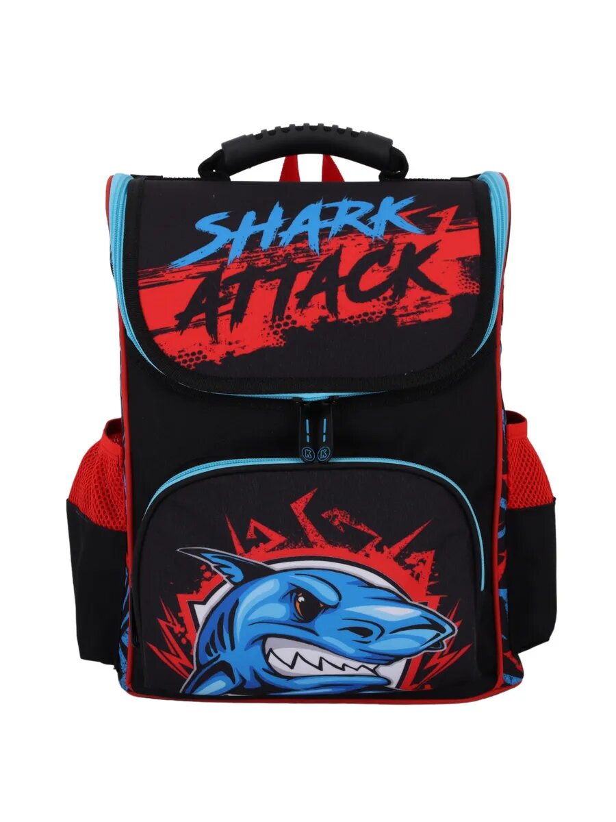 Рюкзак школьный кокос "Shark Attack", для мальчиков, 34x26x14 см