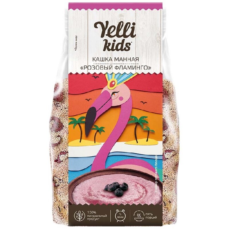 Кашка YELLI Kids манная "Розовое фламинго" 100г