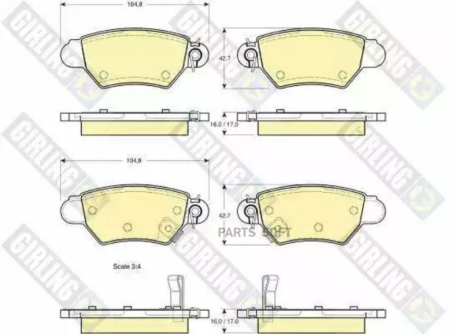 6113524 GIRLING Колодки тормозные OPEL ASTRA G 1.7D/2.0D/ZAFIRA VAN 1.8/2.0 03>05 задние