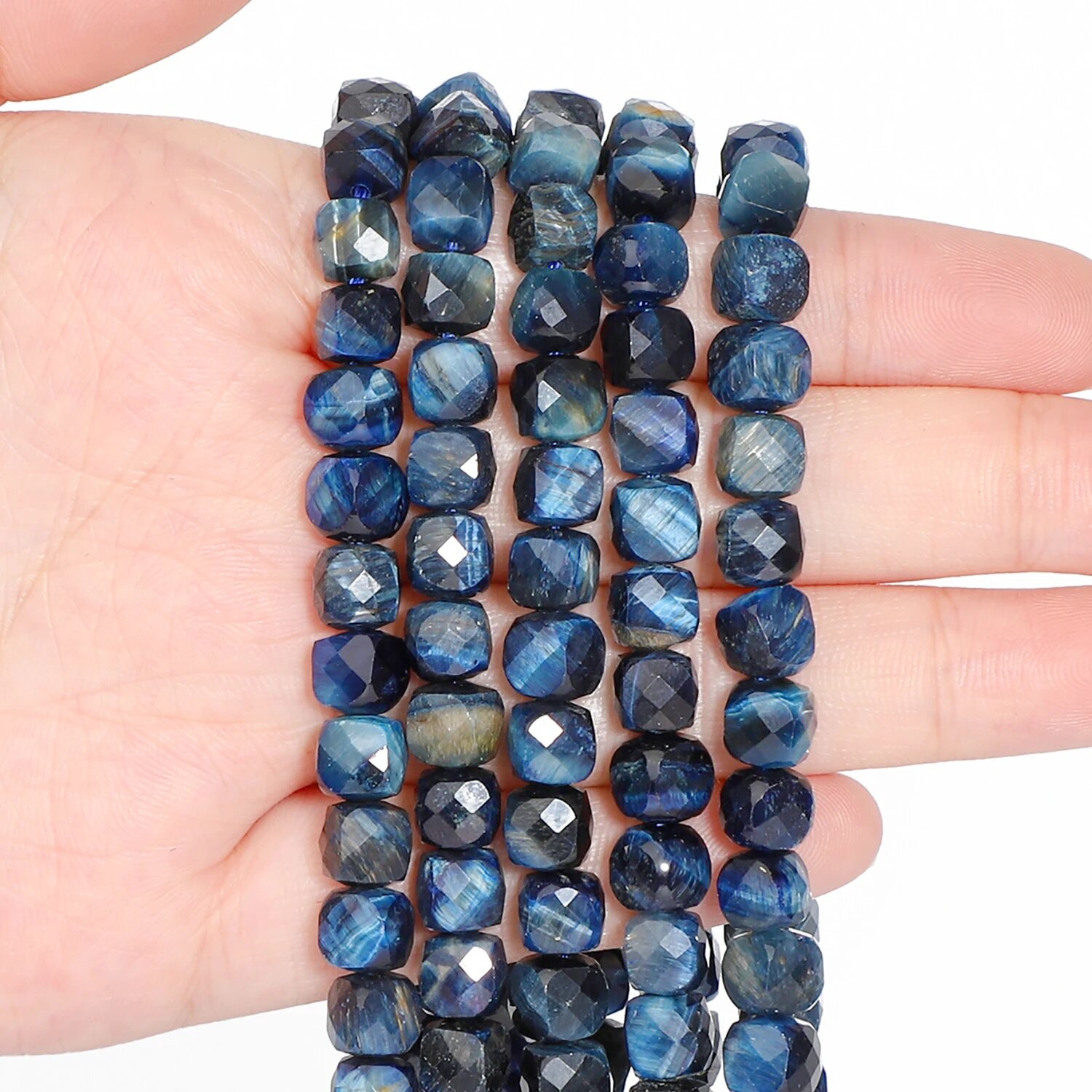 Кубические бусины тигровый глаз Xilitata 8 мм синие, Темно-синий, 8x8mm about 10pcs, Blue tiger eye