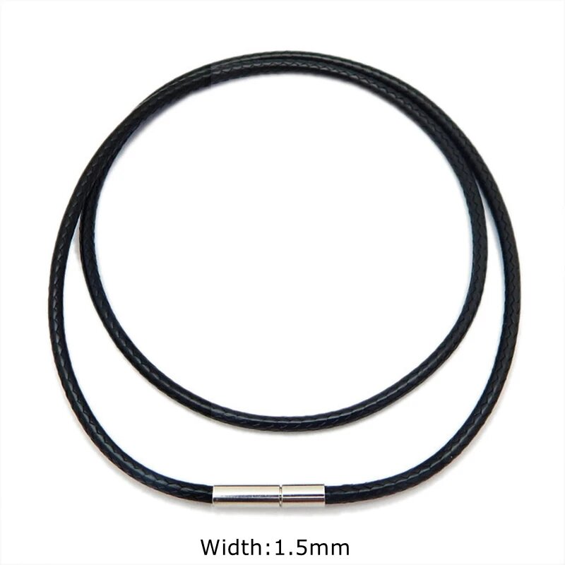 Черный кожаный шнур для ожерелья 45cm, BK 1.5mm