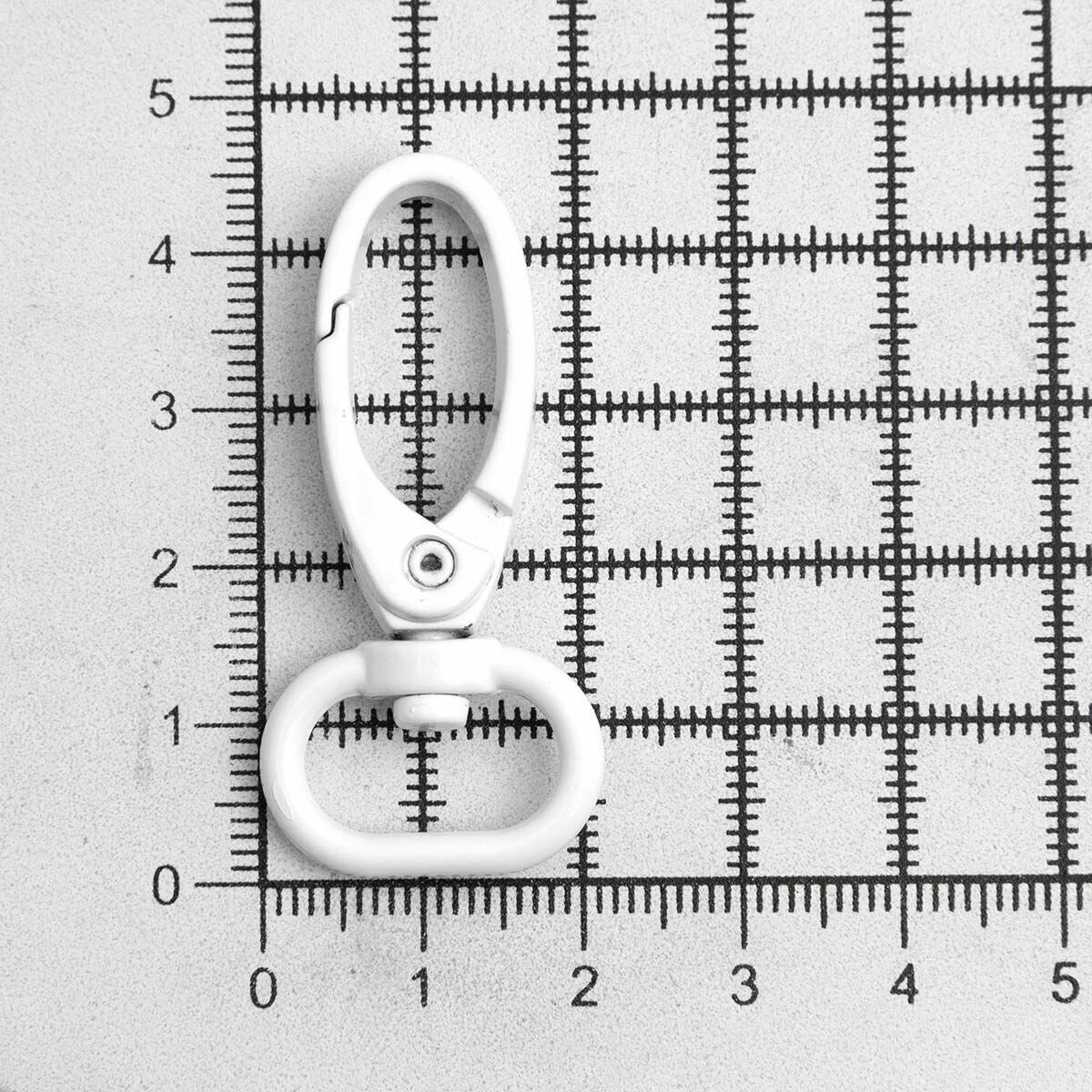 Карабин поворотный с рамкой 15мм (22*43мм) металл (белый лак)