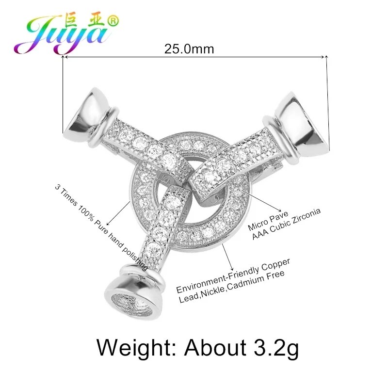 Juya медные бусины с цирконием, White Gold