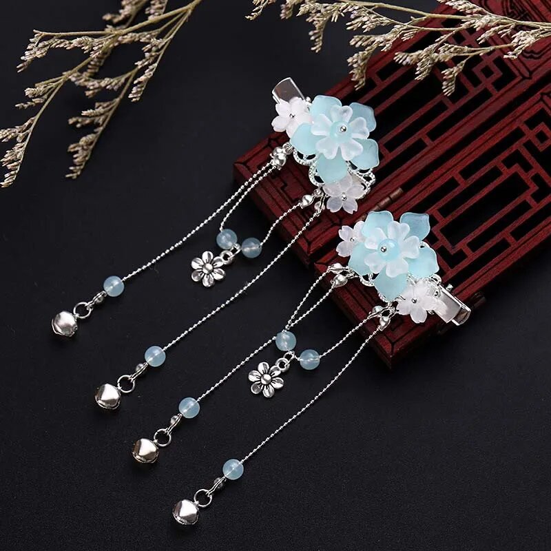 Заколки для волос с цветами, 2 шт, Metal color: 19
