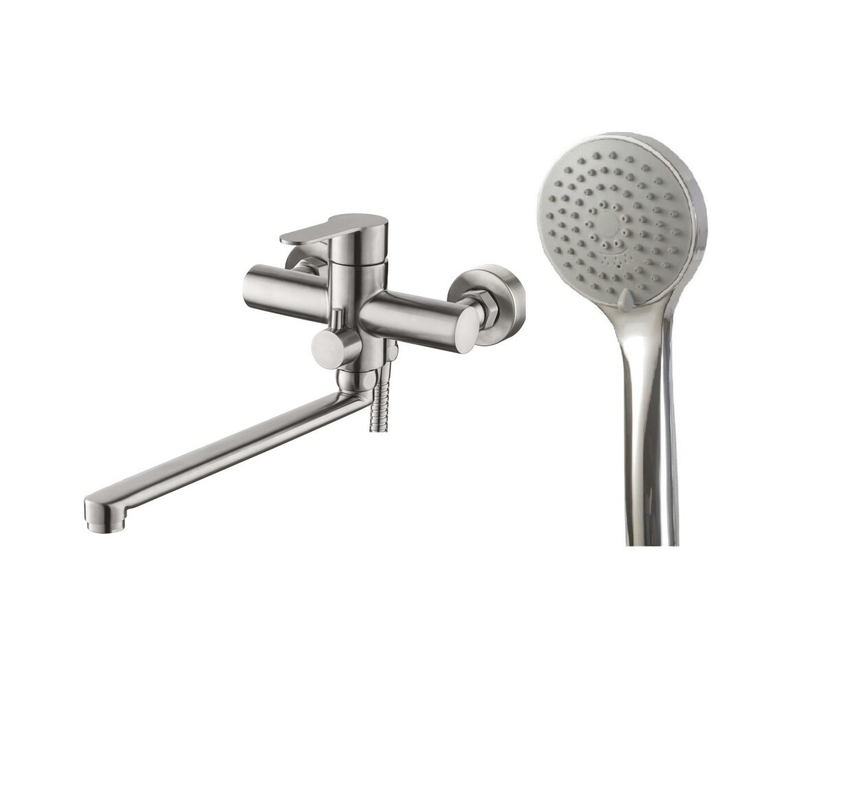 ESKO. Смеситель для ванны и душа с длинным изливом с лейкой и шлангом в комплекте