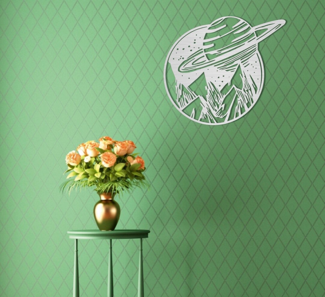 Панно "сатурн". Цвет серебро. 47х42см