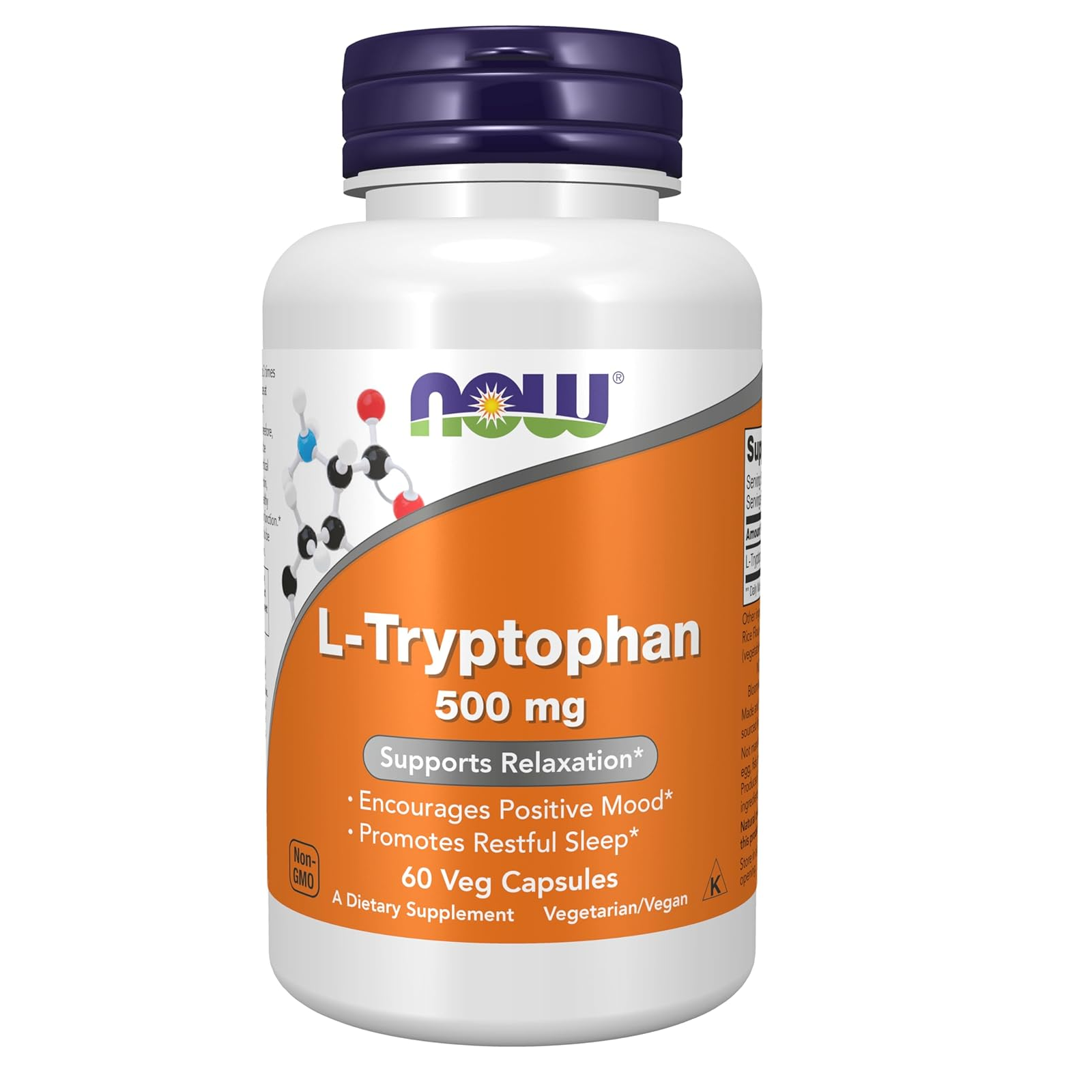 NOW Foods, L-Tryptophan, Триптофан в капсулах, 500 мг, 60 шт.