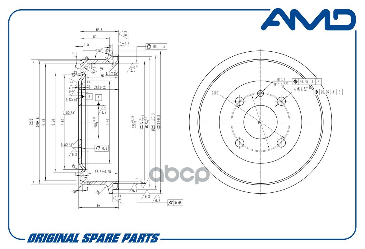 Барабан Тормозной Daewoo Nexia Espero Nubira J100, J150 Chevro Amd Amd. bd156 AMD арт. AMDBD156