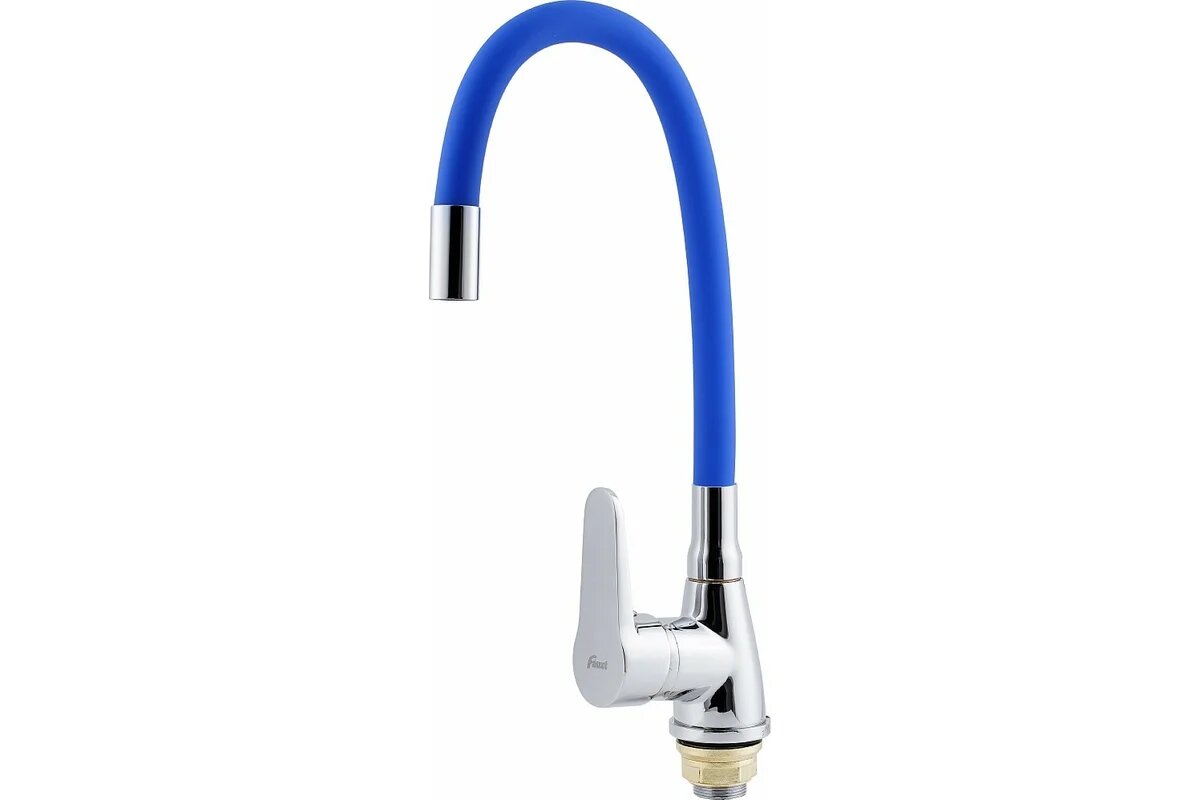 FAUZT Смеситель для кухни с гибким изливом см-моцба, синий FZs-822-B101 с резьбой 3/8