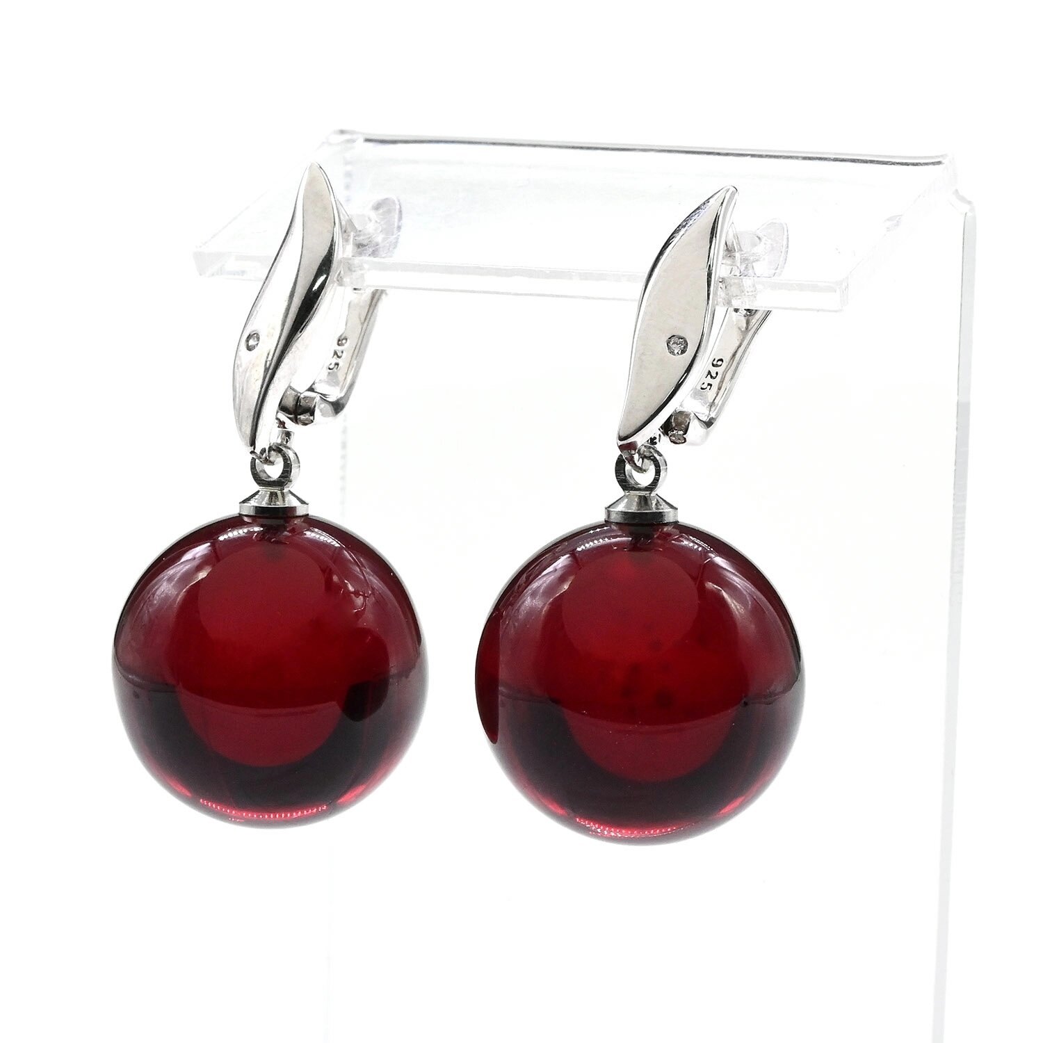 Серьги с подвесками, янтарь