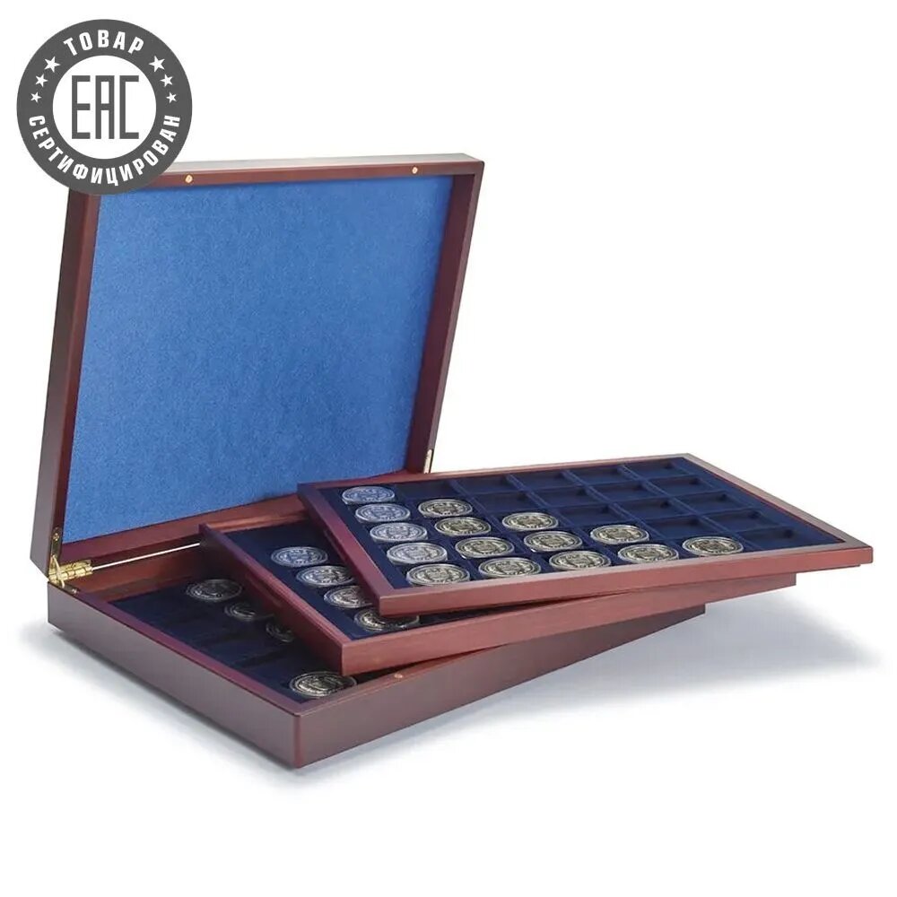 Коробка для монет HMK 3 T 30 BL для 90 монет диаметром до 39 мм. Leuchtturm, #326786