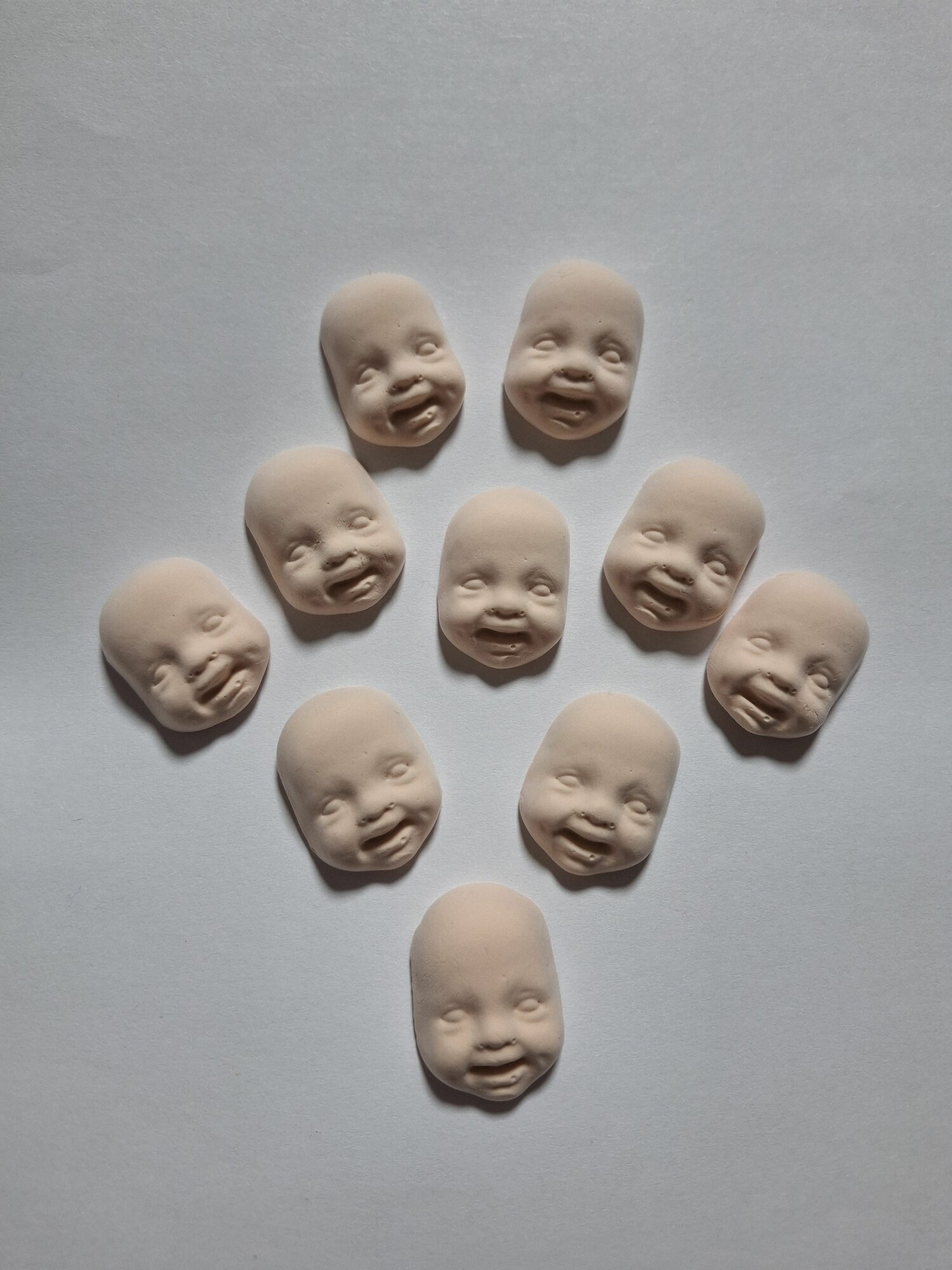 Набор лиц - 10 шт, для ватной игрушки, улыбающийся малыш, мальчик, девочка