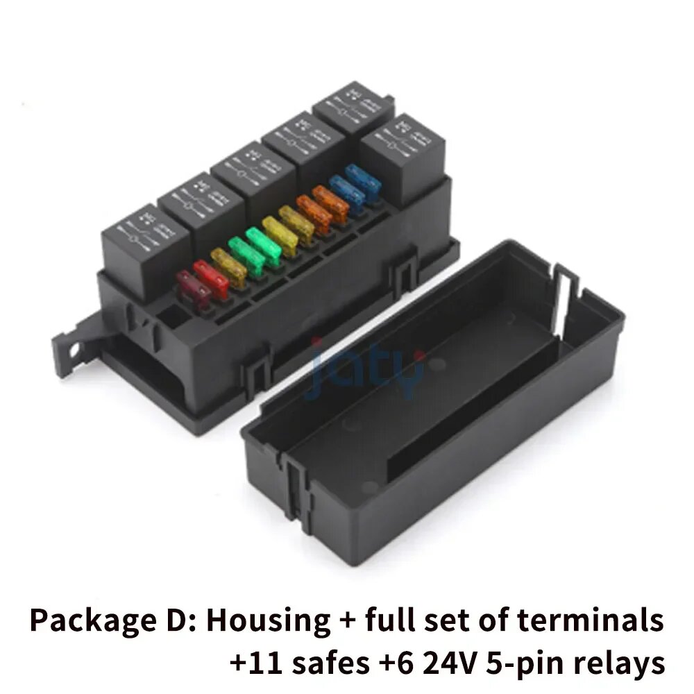 JATY Car RV 12 В 24 в автомобильный линейный модифицированный мультиплексор 6 5 /4 релейный терминал точечные светильники контроль мощности 11 way safety piece D-6pcs-24V 40A-5pin