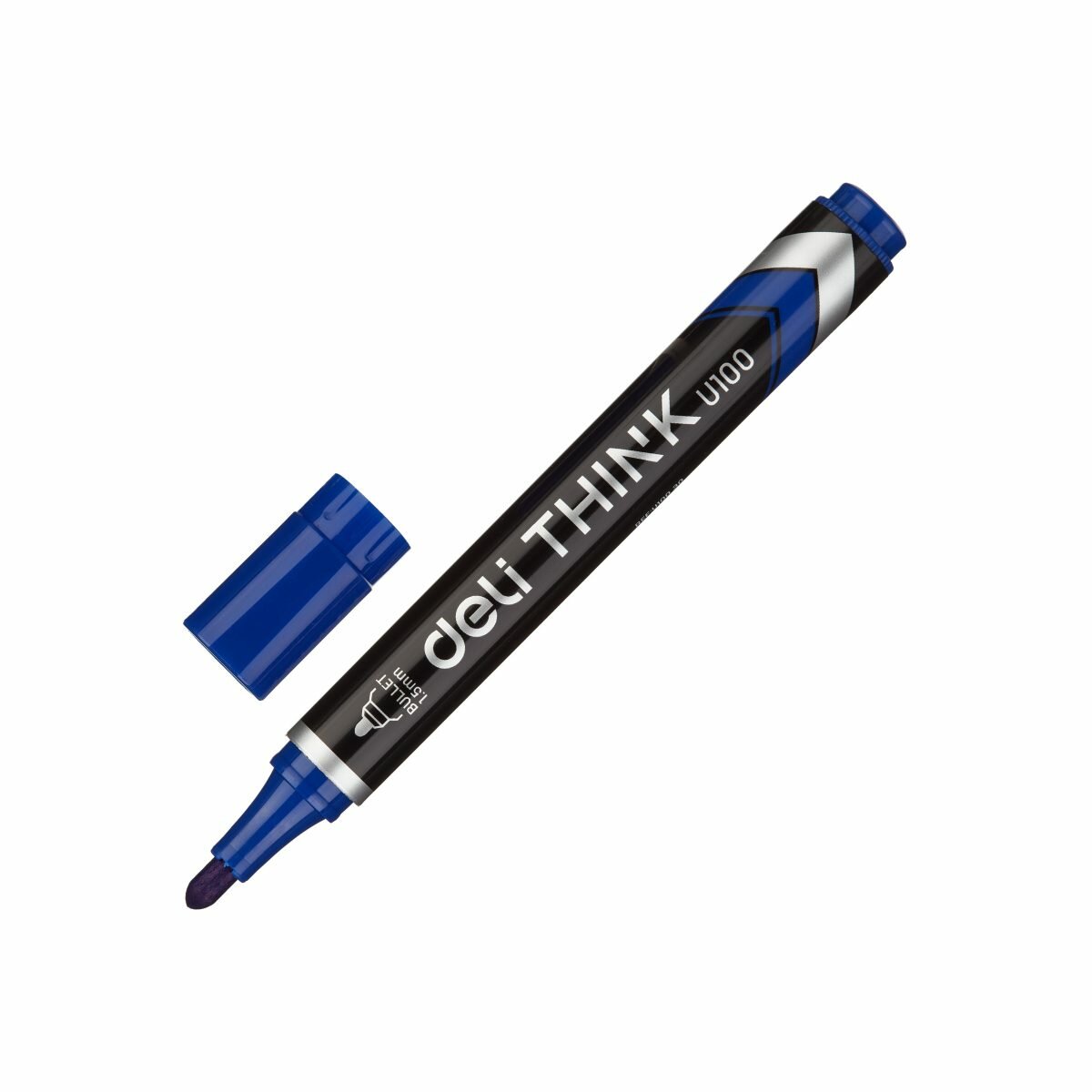 Маркер перманентный Deli Think (1.5-3мм, круглый наконечник, синий), 96шт.