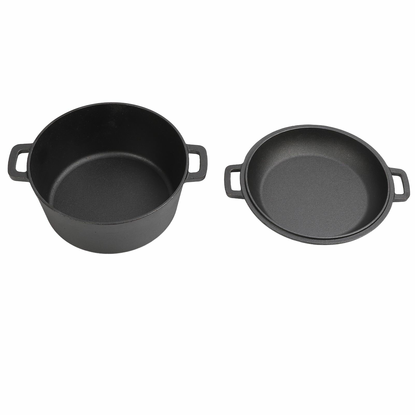 Чугунная кастрюля с крышкой-сковородой 4,7 л для приготовления пищи в духовке