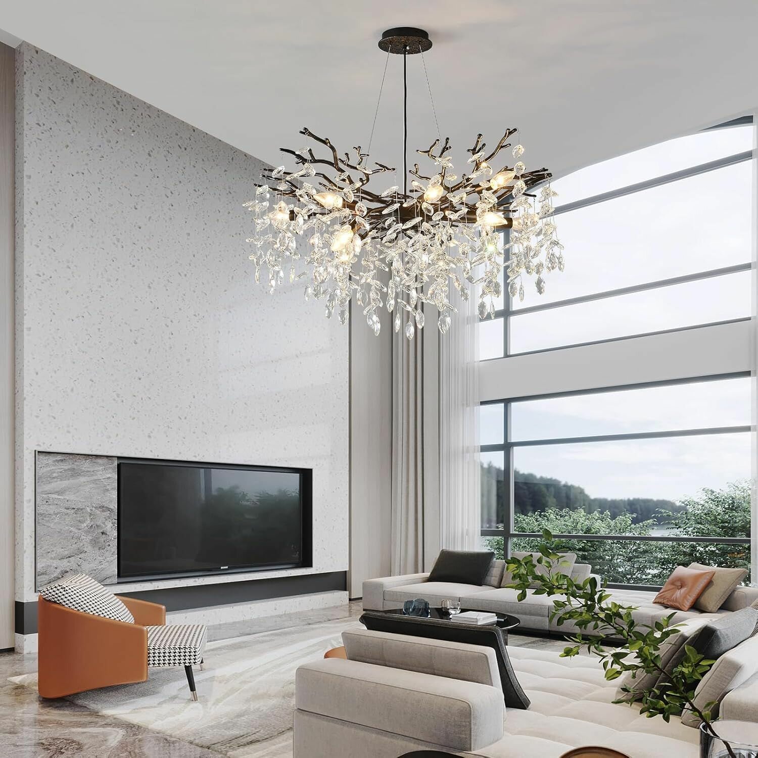 Хрустальная люстра в форме ветки дерева RUIBO E14