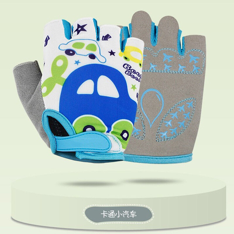 Велосипедные перчатки "Мультяшный автомобиль", защита для рук, амортизация, XS, для детей 2-4 лет