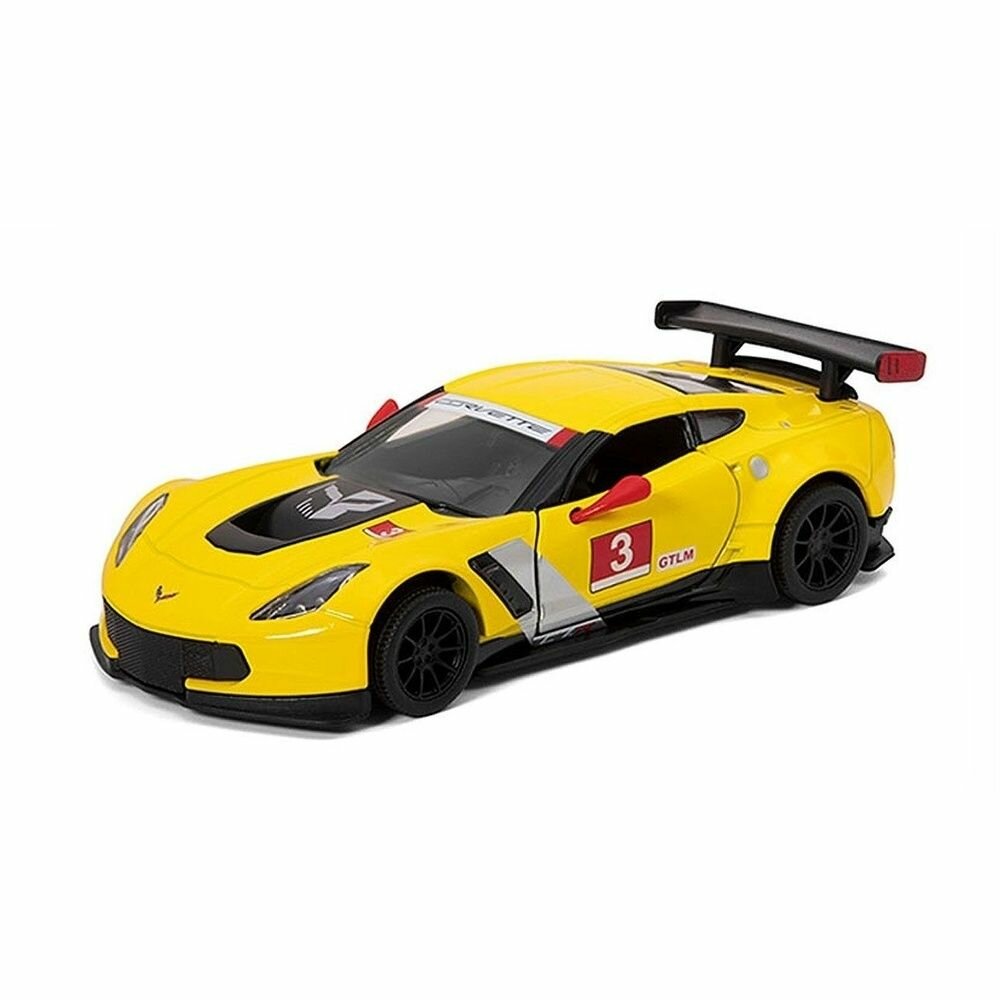 Модель машины Kinsmart "Corvette C7 R Race Car 2016", масштаб 1:36, желтая инерционная