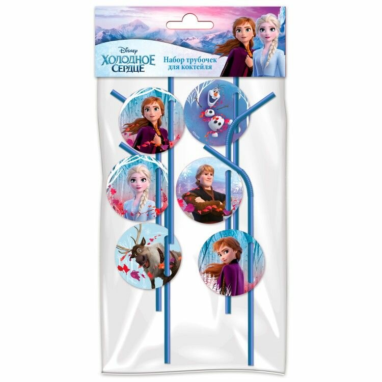 Набор трубочек для коктейля ND Play Frozen 2, Эльза и Анна 3, 6 шт (304184)