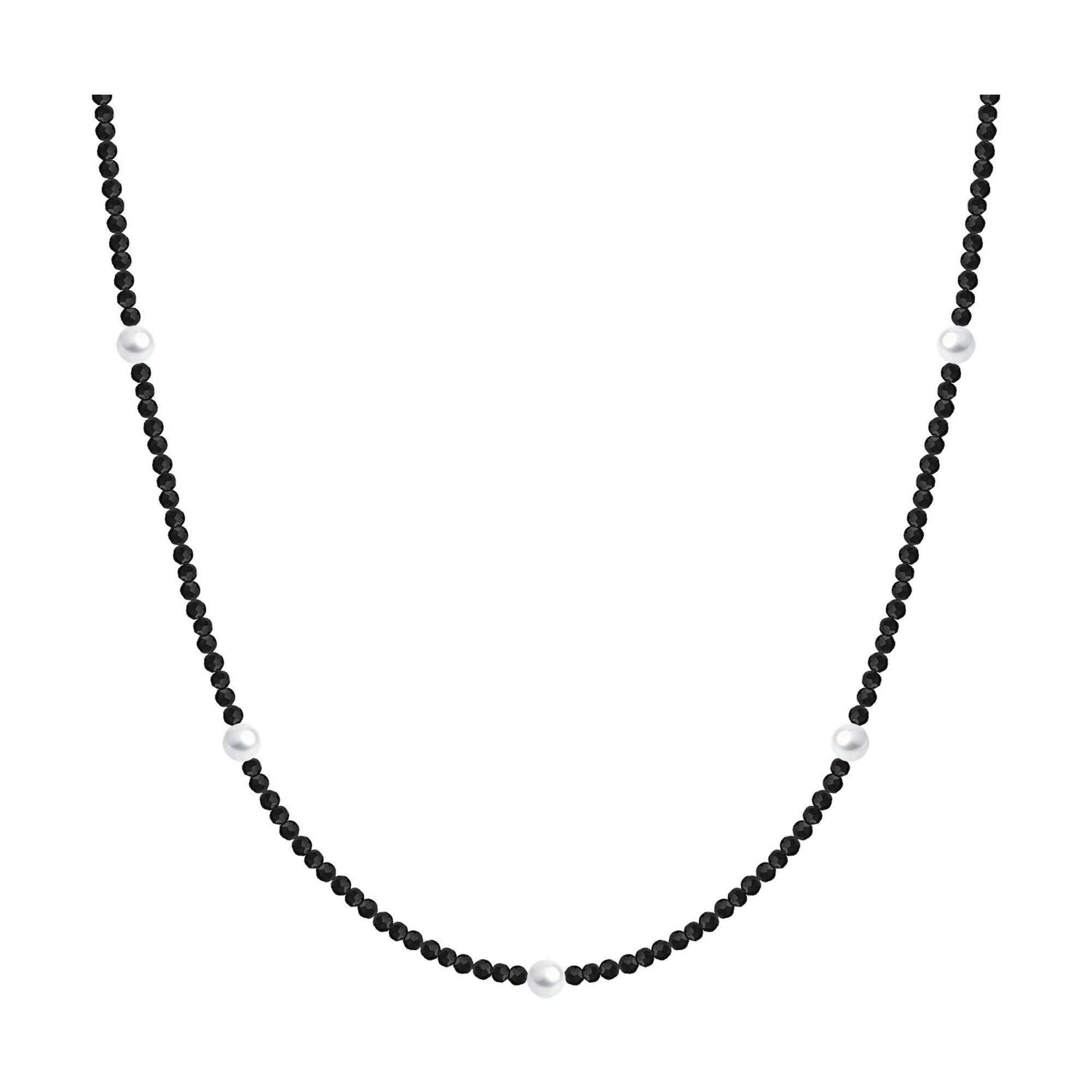 Колье, серебро, 925 проба, родирование, шпинель, жемчуг