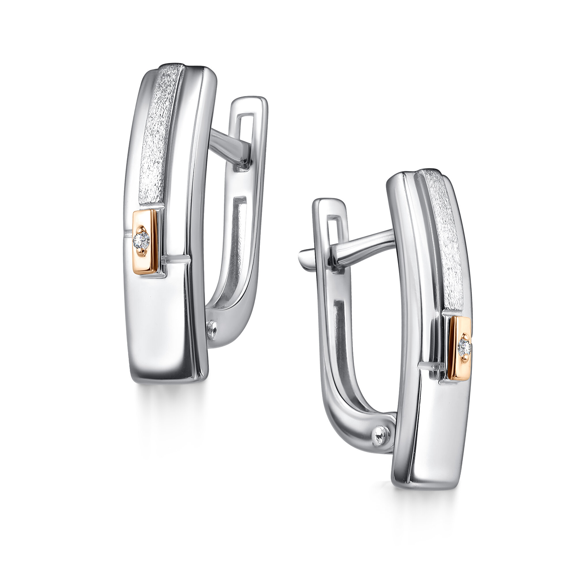 Серьги, серебро, 925 проба, родирование, бриллиант