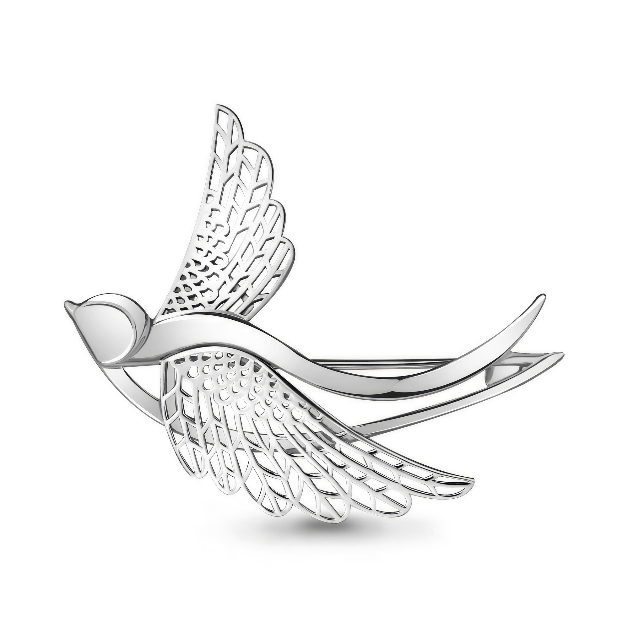 Брошь, серебро, 925 проба, родирование