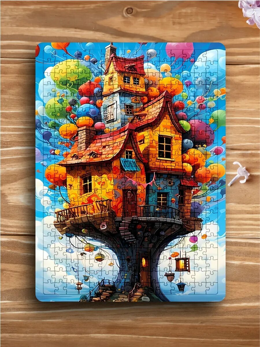 Деревянный пазл в подарок "Дом на дереве"