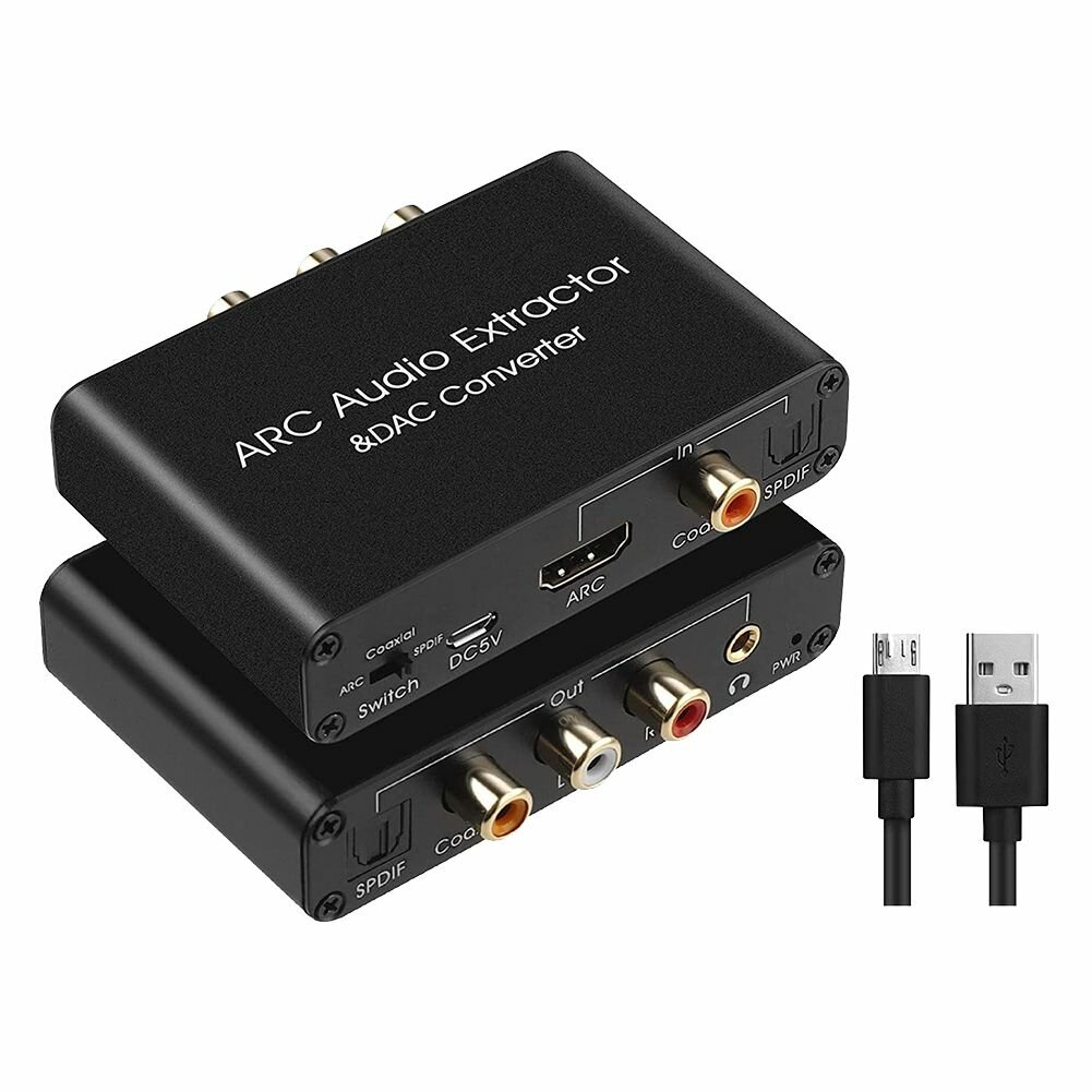 Аудио конвертер DAC Аудио экстрактор ARC Совместимый с HDMI Оптический SPDIF Коаксиальный в аналоговый 3,5 мм Цифро-аналоговый