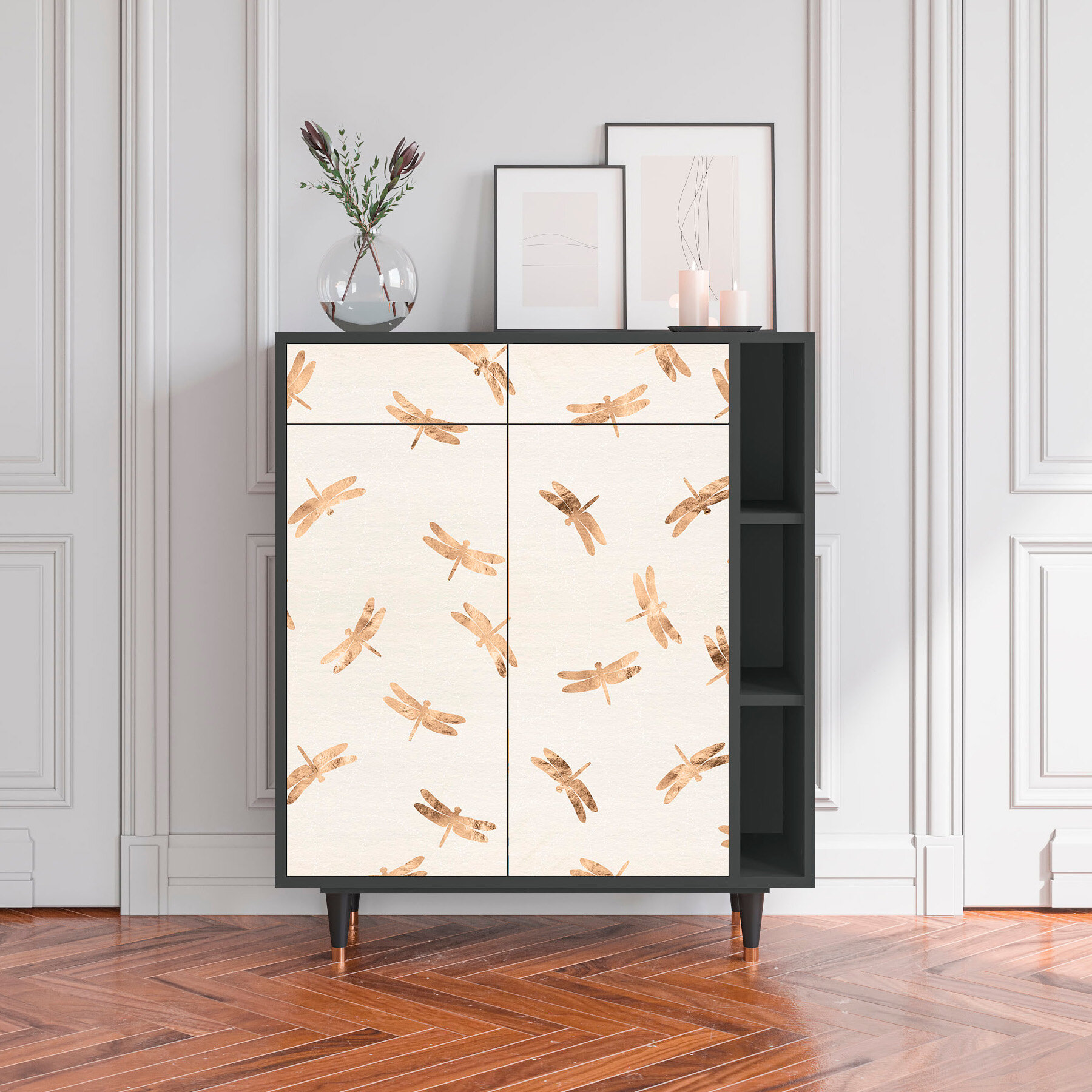 Комод - STORYZ - BS6 Nude Dragonflies, Размер - 94 x 110 x 41 см, Цвет корпуса - , Антрацит