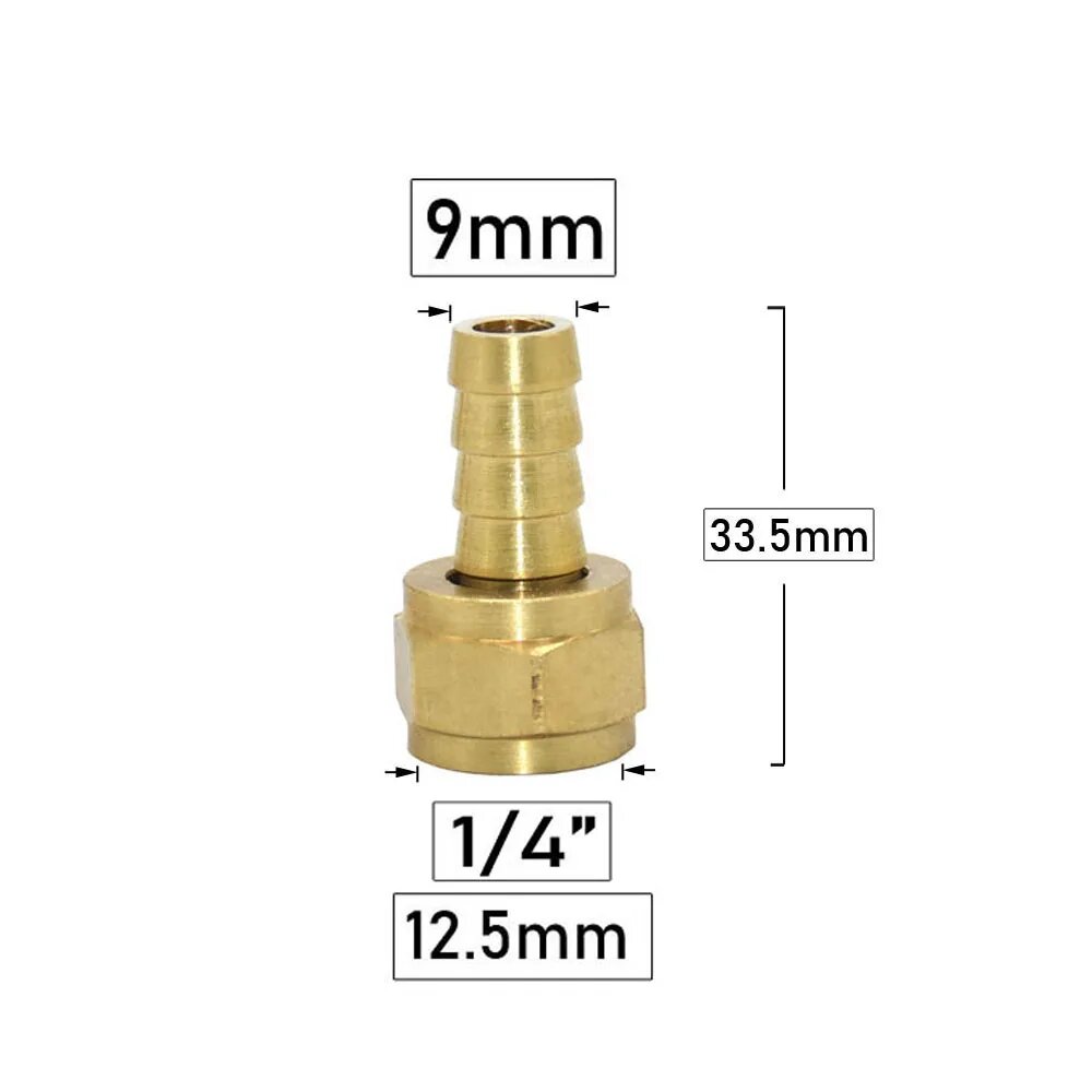 Латунная резьба 1/8 дюйма 1/4 дюйма 3/8 дюйма с внутренней резьбой на 5/6/7/8/9/10 мм, соединитель для шланга с зазубринами, вращающийся фитинг для труб, медная муфта 1I4 x 9mm