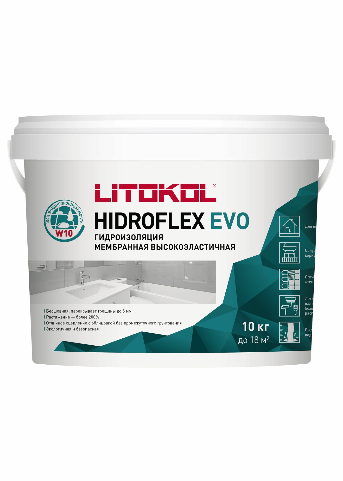 Эластичная гидроизоляция LITOKOL HIDROFLEX ведро 10кг. (шт.)