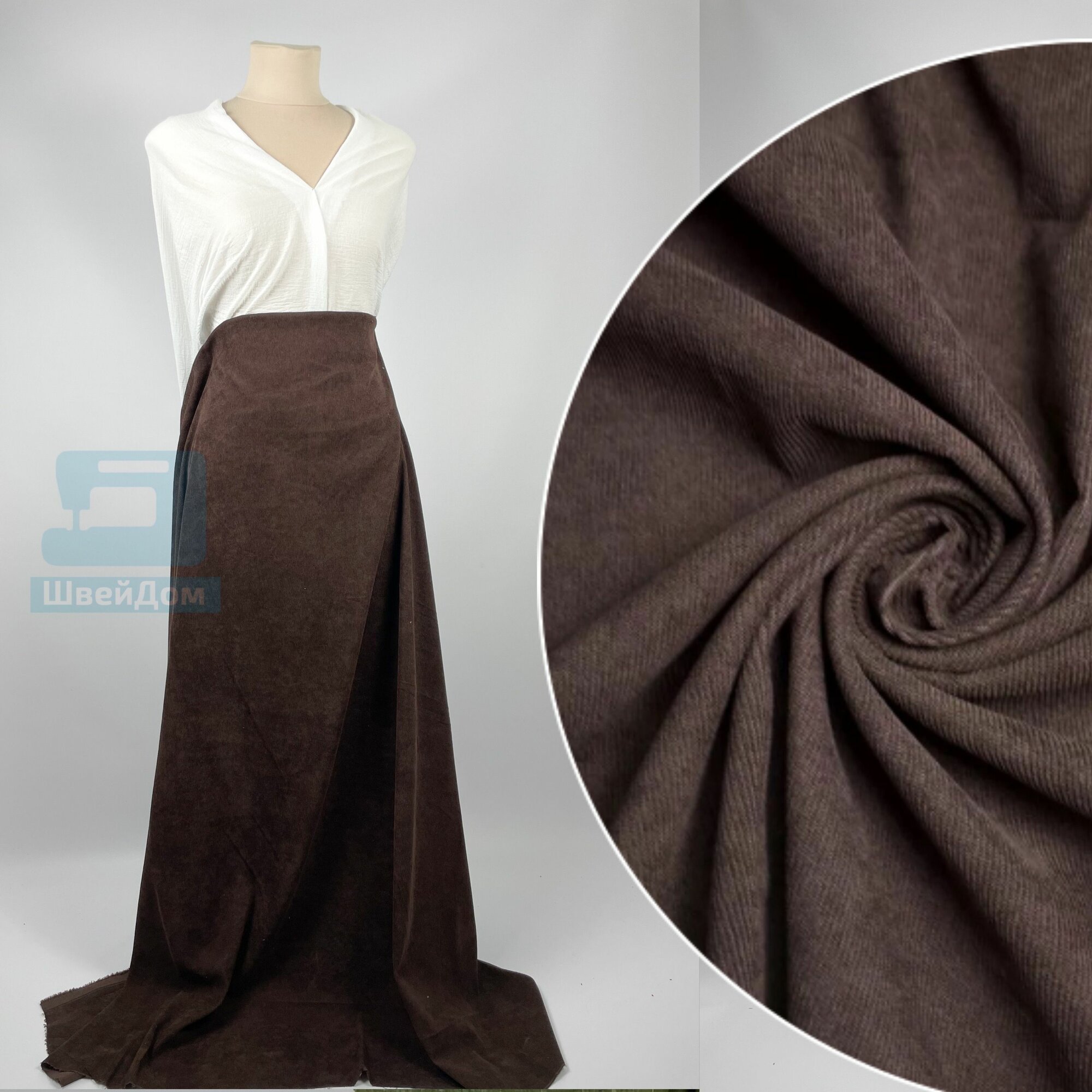 Ткань плательная Вельвет 100х150см, состав: 95% полиэстр, 5% эластан