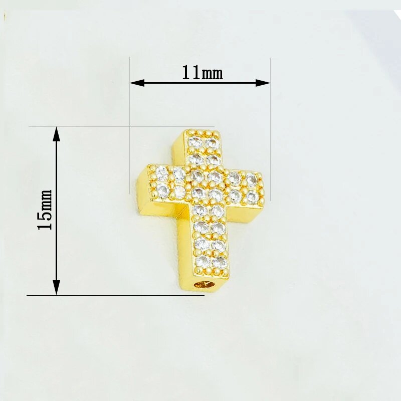 Медные позолоченные бусины-крестики LJRIVER YZZ196-2-Gold