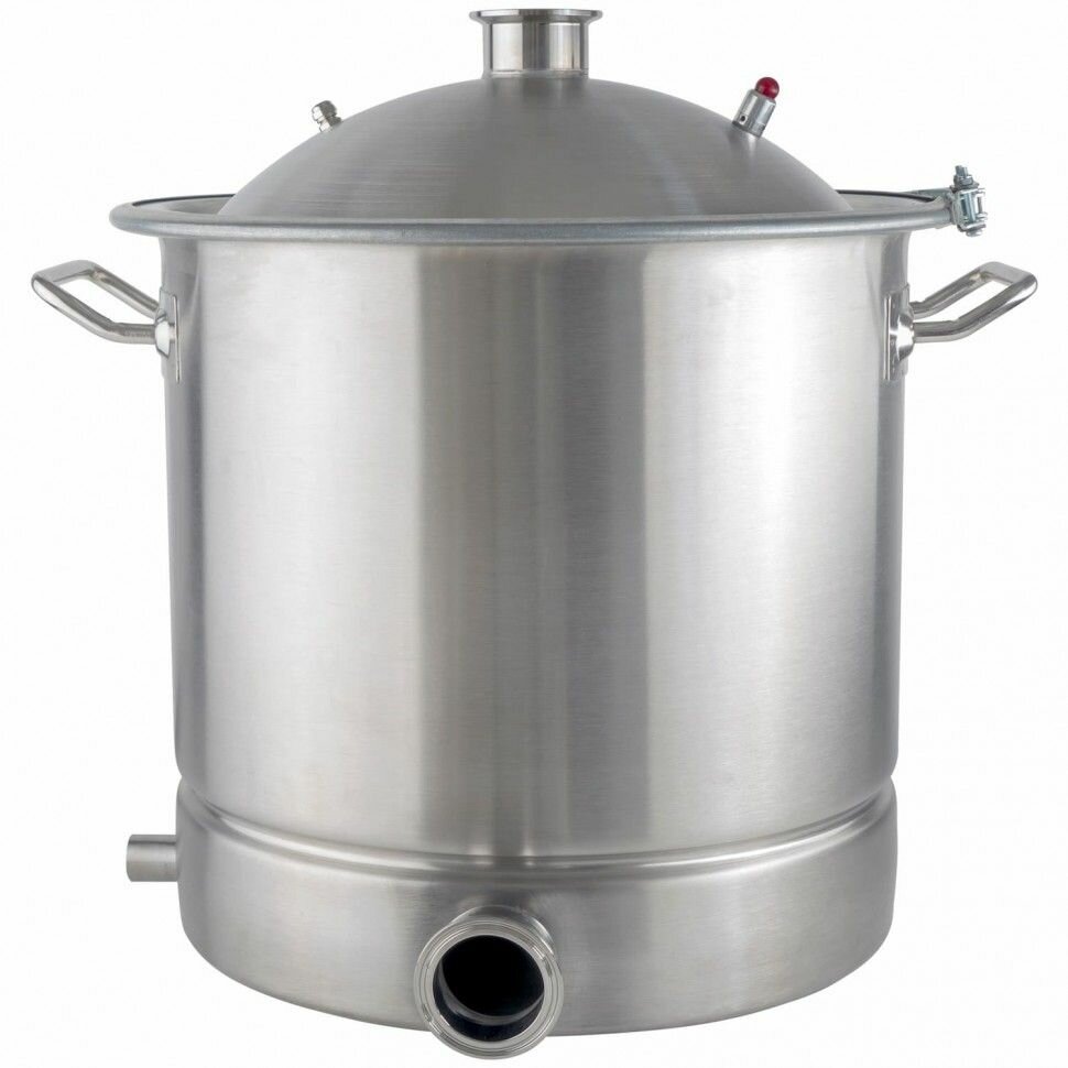 Куб 25 л с зиговкой, отвод ВР 1/2, штуцер Кламп 2 дюйма, тройное дно 32*32 с купольной крышкой/ Бак для дистиллятора/ Модульный куб для самогонного аппарата